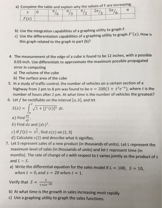 Solved Complete the table and explain why the values of F | Chegg.com