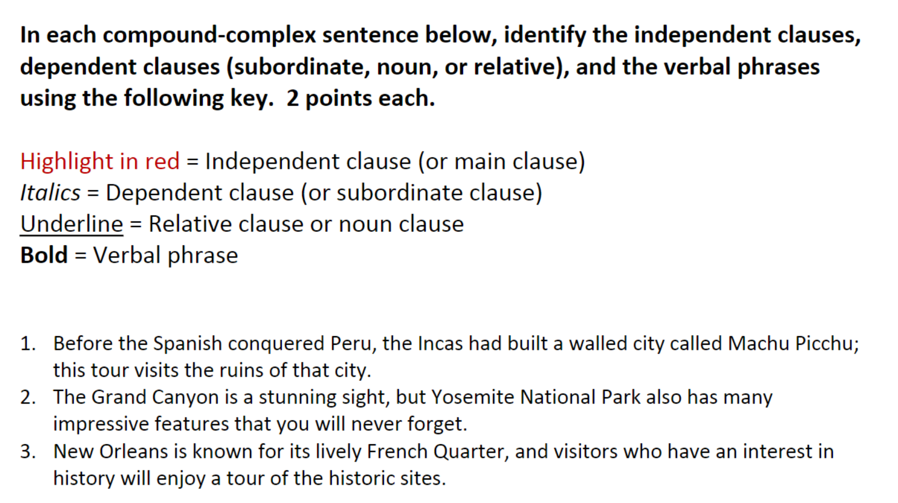 In each compound-complex sentence below, identify the | Chegg.com