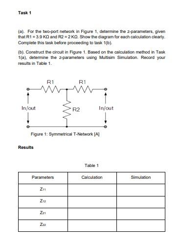 Solved (a). For the two-port network in Figure 1, determine | Chegg.com