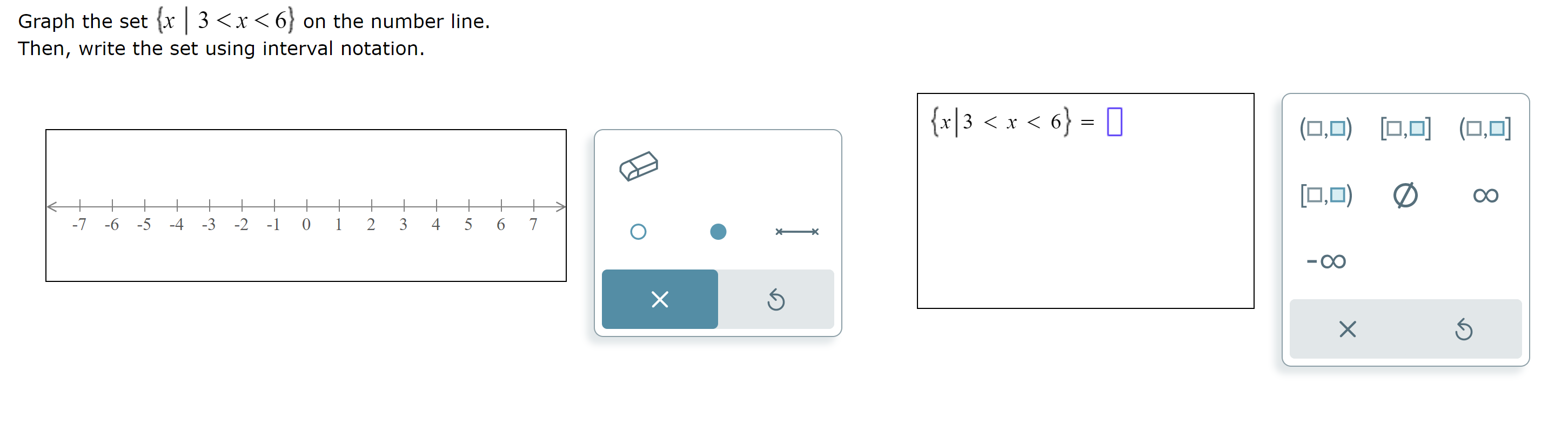 Solved Graph the set {x∣3 | Chegg.com
