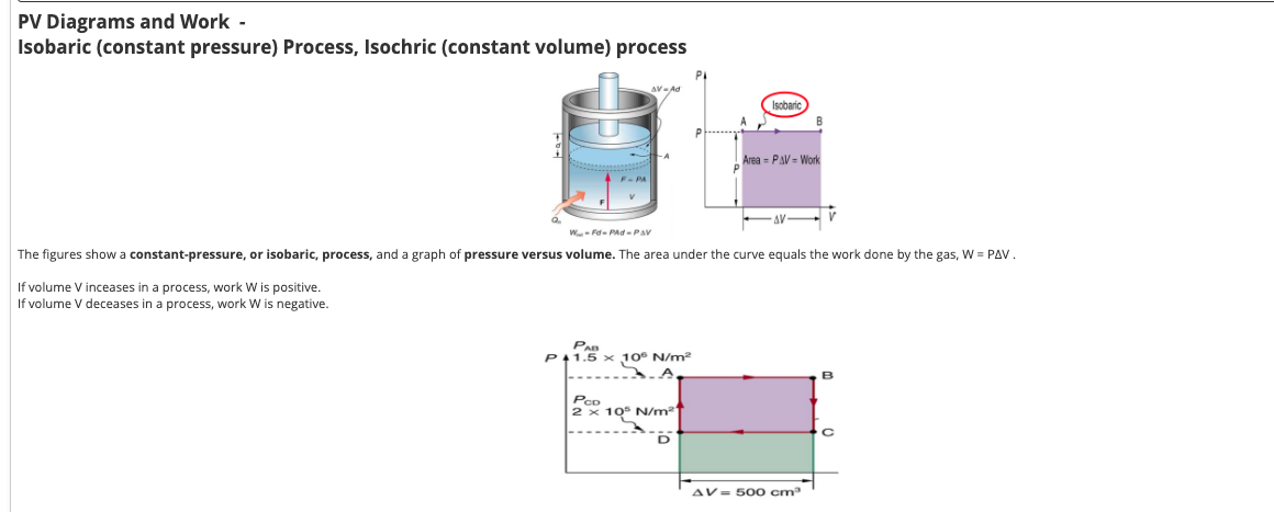 Solved PV Diagrams and Work - Isobaric (constant pressure) | Chegg.com