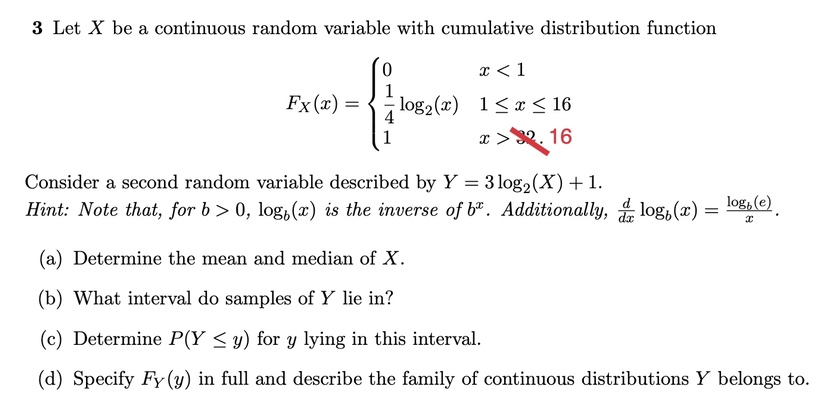 Solved 3 Let X be a continuous random variable with | Chegg.com