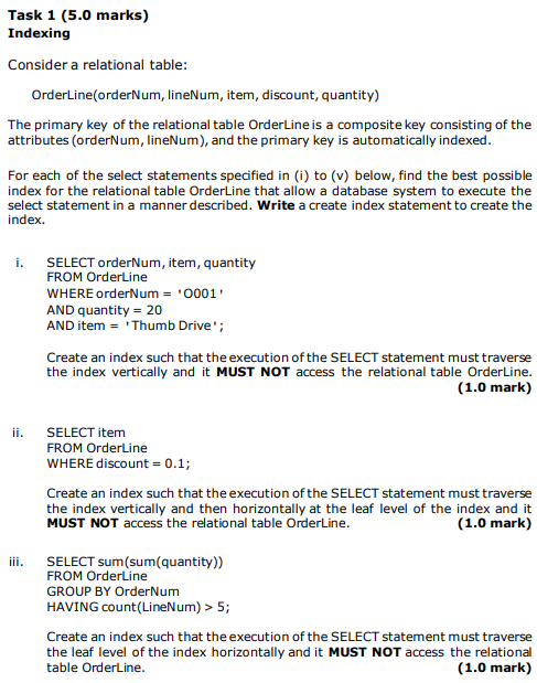 Solved Task 1 (5.0 marks) Indexing Consider a relational | Chegg.com Solved Task 1 (5.0 marks) Indexing Consider a relational | Chegg.com