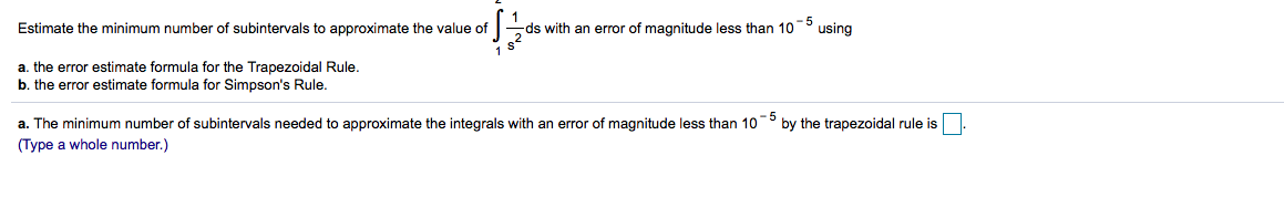 Solved a. the error estimate formula for the Trapezoidal | Chegg.com