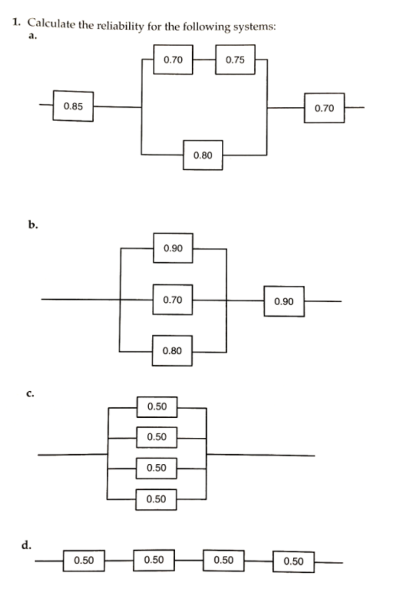 Solved 1. Calculate the reliability for the following | Chegg.com