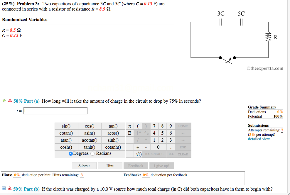 Solved: (25%) Problem 3: Two Capacitors Of Capacitance 3C ... | Chegg.com