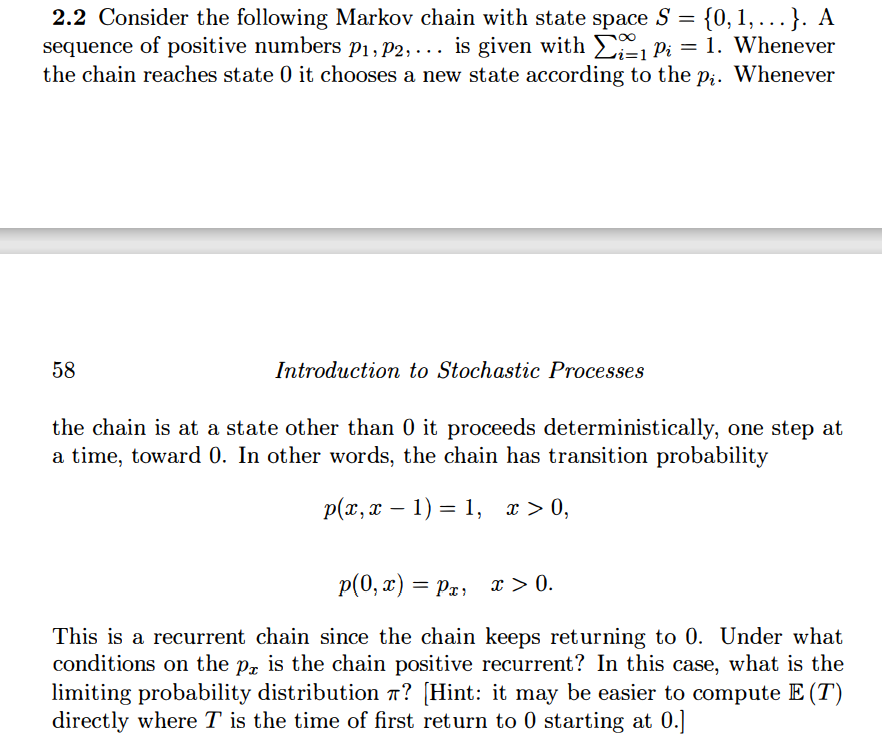Solved 2.2 Consider the following Markov chain with state | Chegg.com