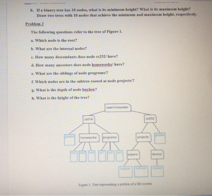 If a binary tree has 10 nodes, what is its minimum | Chegg.com