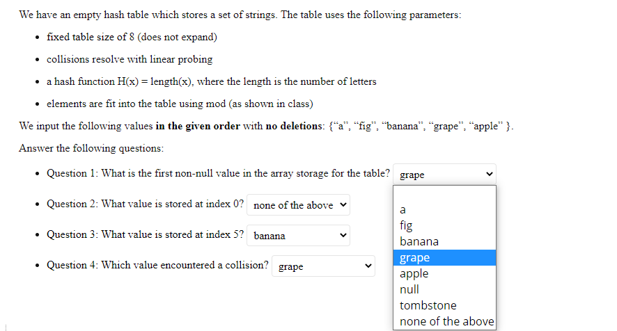 Solved We have an empty hash table which stores a set of | Chegg.com