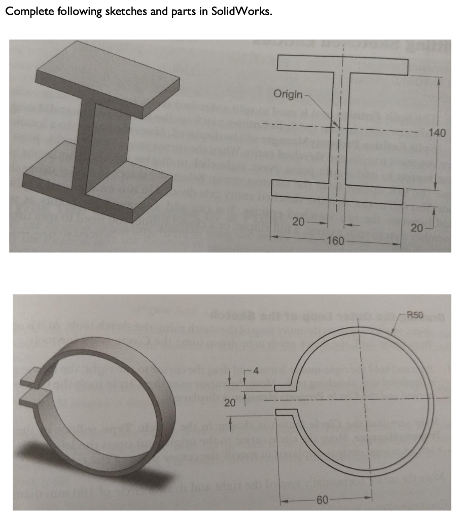 Solved Complete following sketches and parts in SolidWorks. | Chegg.com
