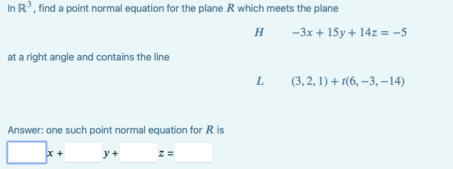Solved In R3, find a point normal equation for the plane R | Chegg.com