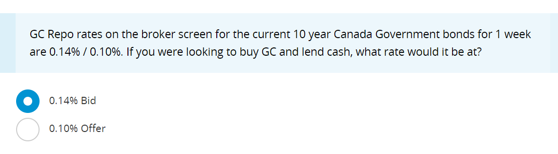 Solved GC Repo rates on the broker screen for the current 10 | Chegg.com