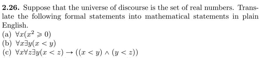 Solved 2.26. Suppose that the universe of discourse is the | Chegg.com