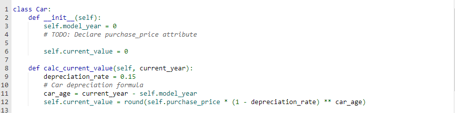 Solved Complete the Car class by creating an attribute | Chegg.com