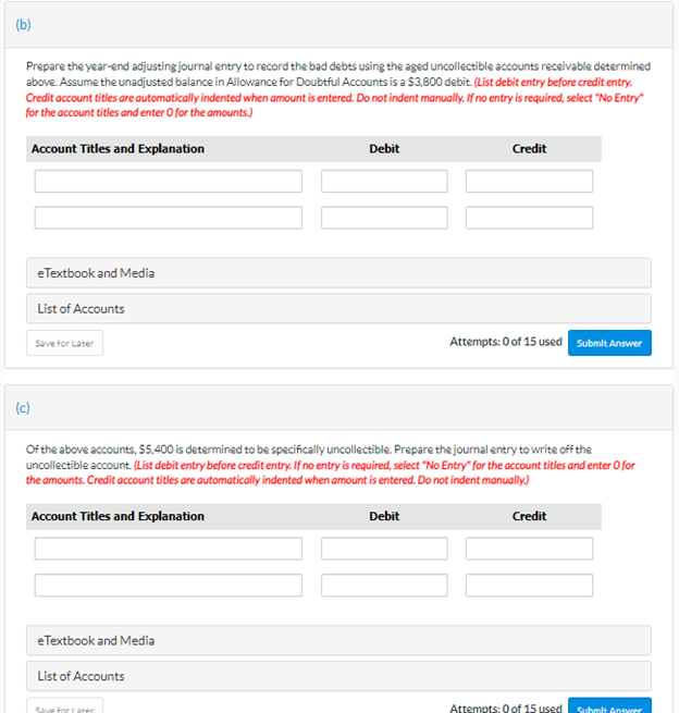 Solved Calculate the total estimated bad debts based on the | Chegg.com
