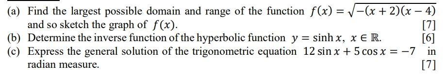 Solved (a) Find the largest possible domain and range of the | Chegg.com