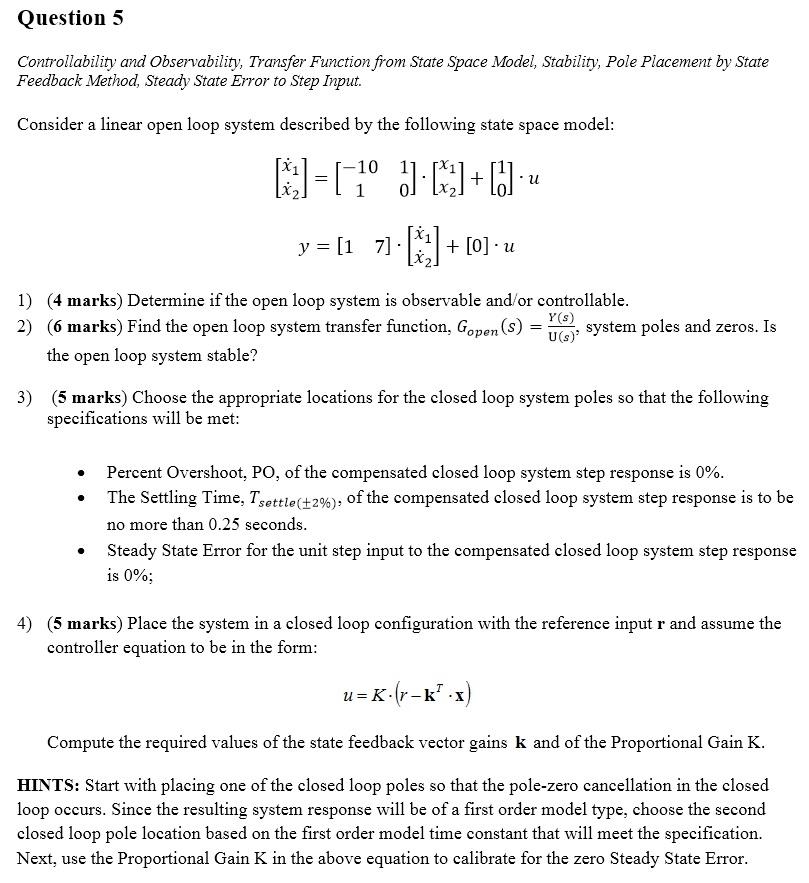Solved Controllability and Observability, Transfer Function | Chegg.com
