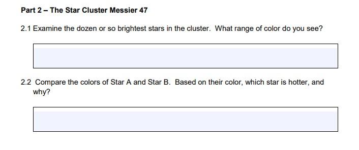 Solved Star A Star:B B Part 2 - The Star Cluster Messier | Chegg.com