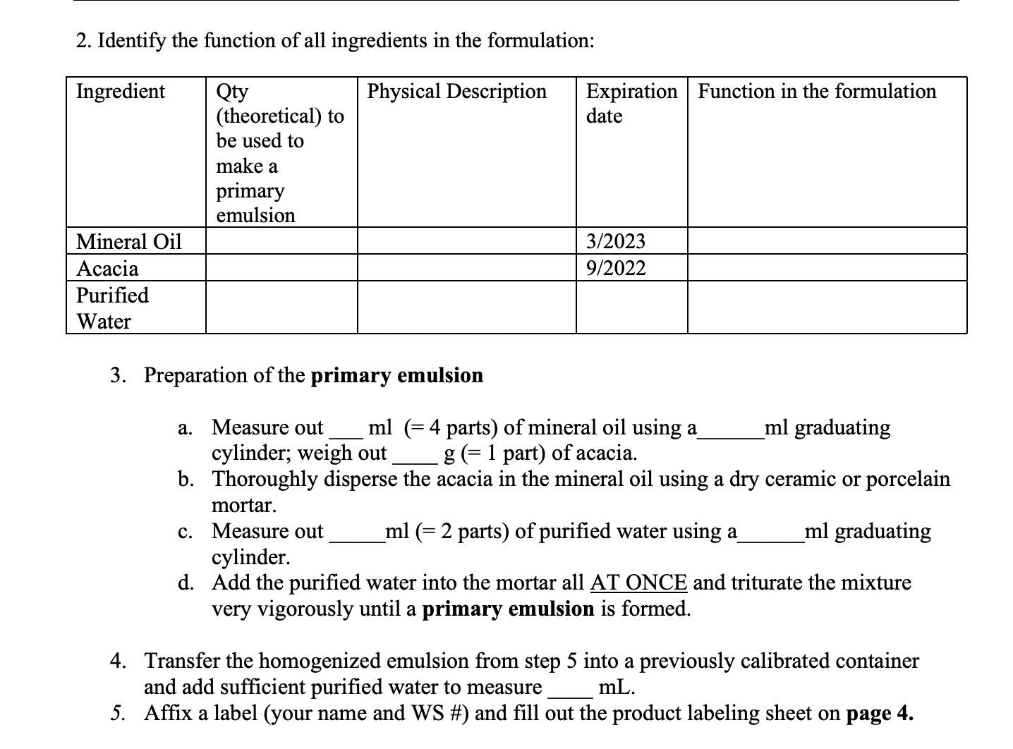 Rx ﻿Mineral Oil 15 ﻿ml ﻿Acacia q.s. ﻿Water q.s. ﻿ad | Chegg.com
