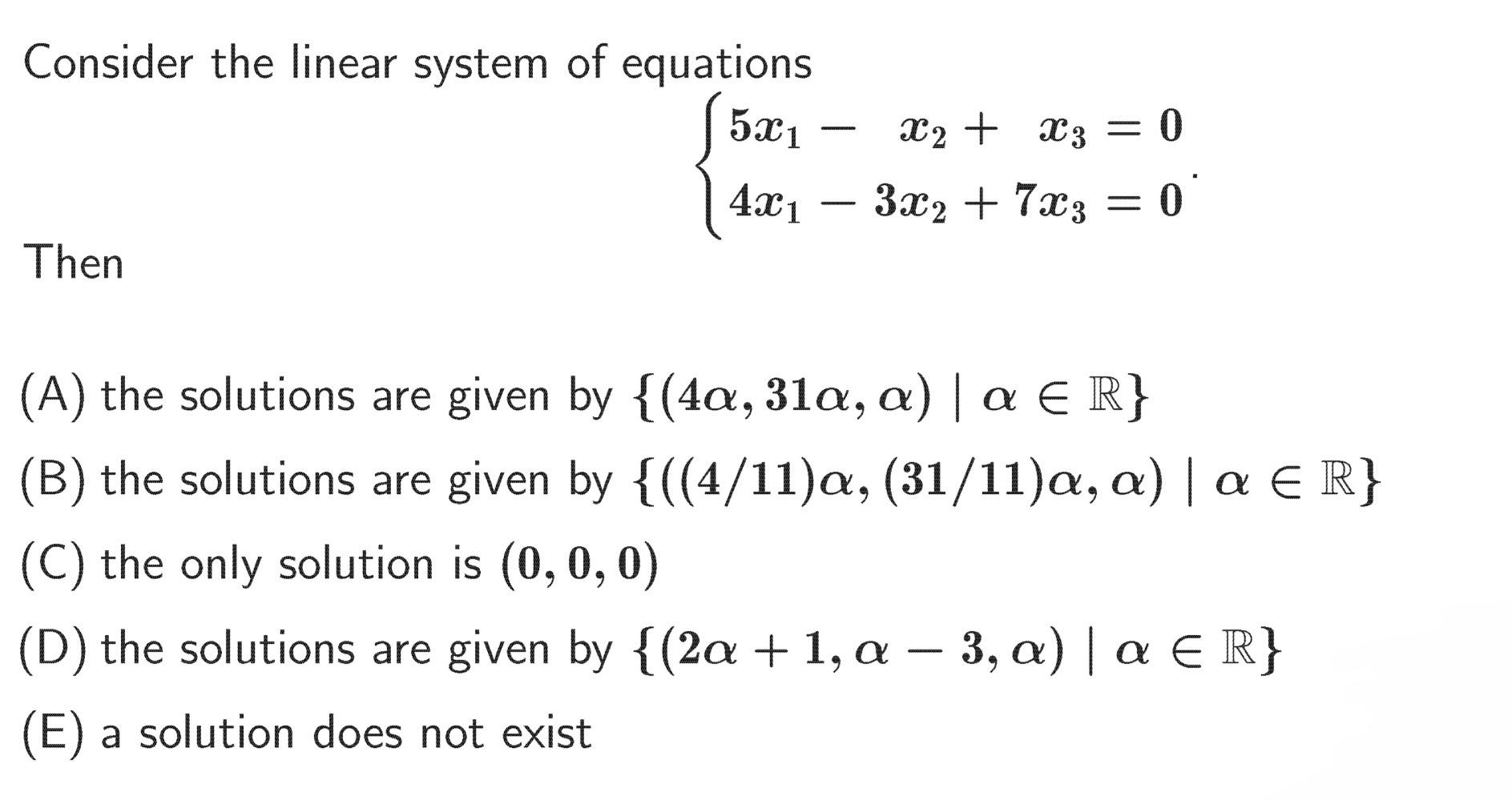 Solved Consider the linear system of equations | Chegg.com