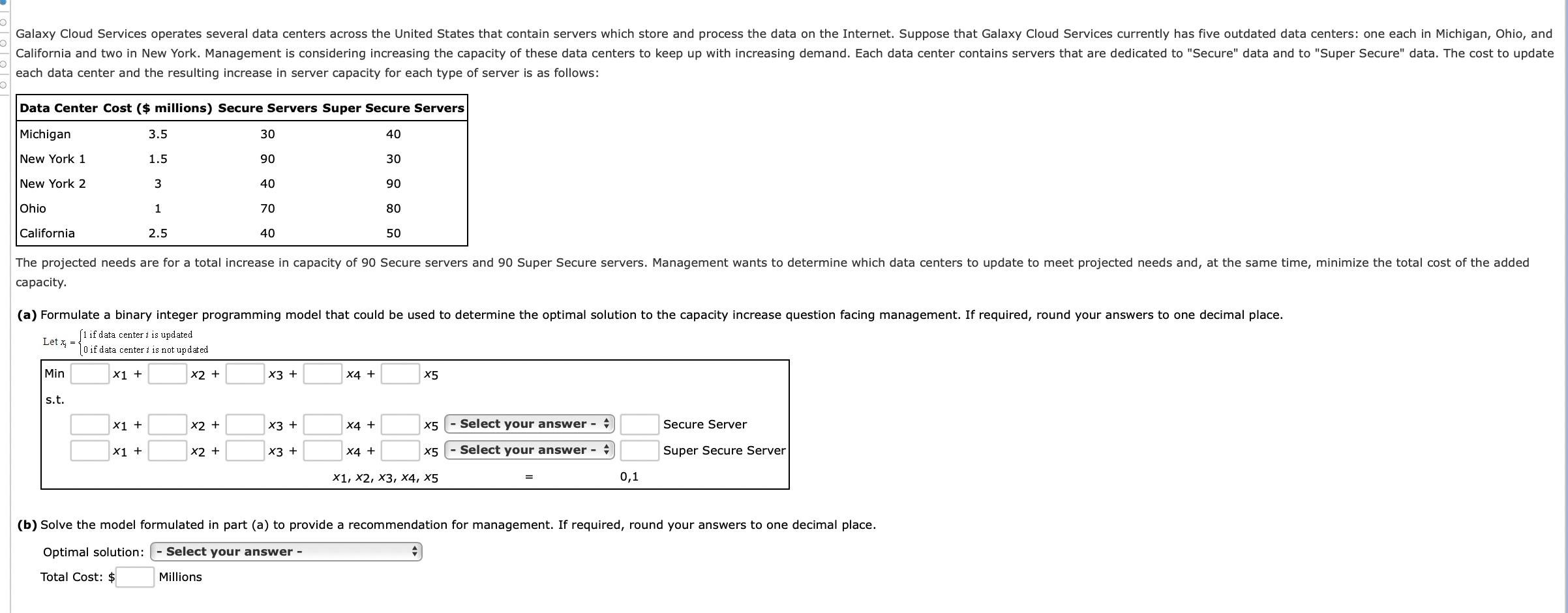 each data center and the resulting increase in server | Chegg.com