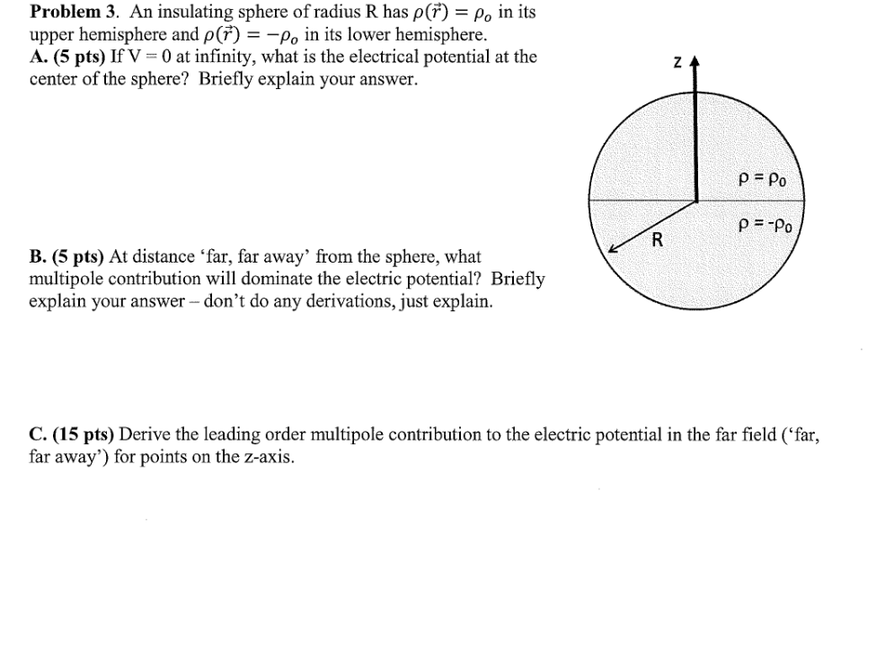 Problem 3. An insulating sphere of radius R has p(f) | Chegg.com