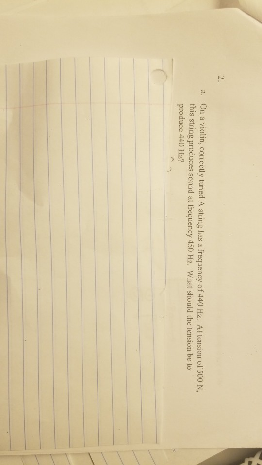 Solved 2. On a violin, correctly tuned A string has a | Chegg.com