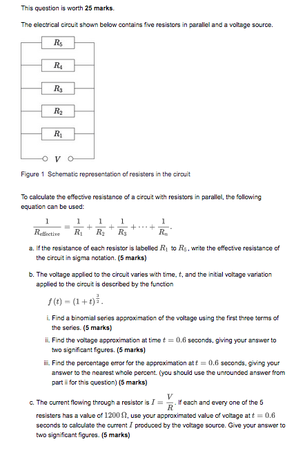 Solved This question is worth 25 marks. The electrical | Chegg.com
