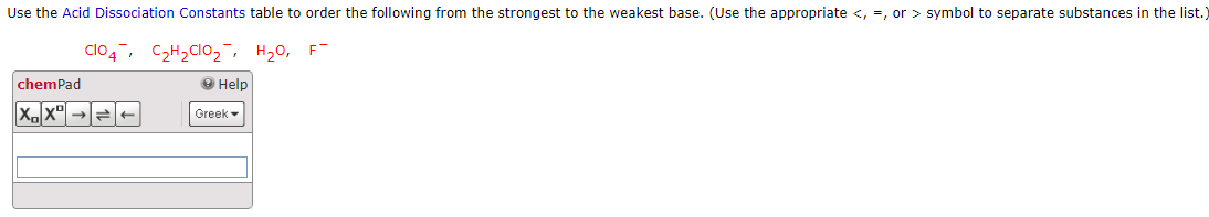 Solved Use the Acid Dissociation Constants table to order | Chegg.com