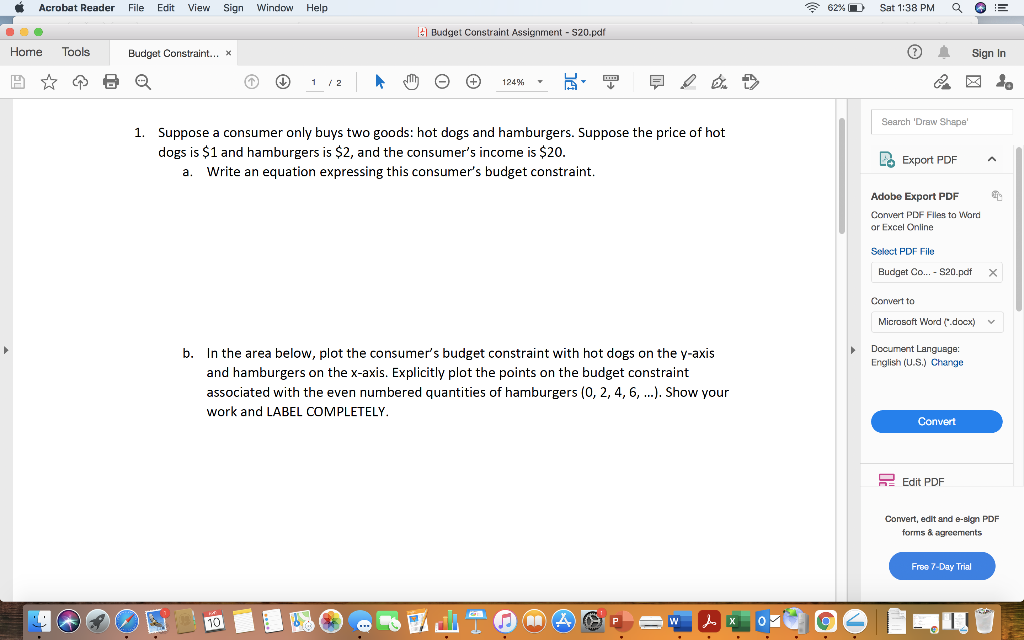 Solved Acrobat Reader File Edit View Sign Window Help 62% D | Chegg.com