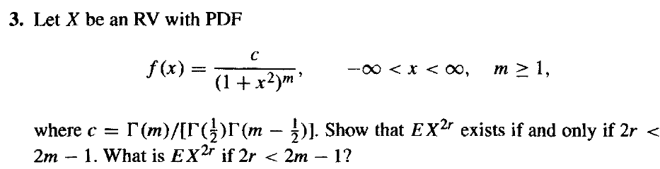 Solved 3. Let X be an RV with PDF f(x)=(1+x2)mc,−∞ | Chegg.com
