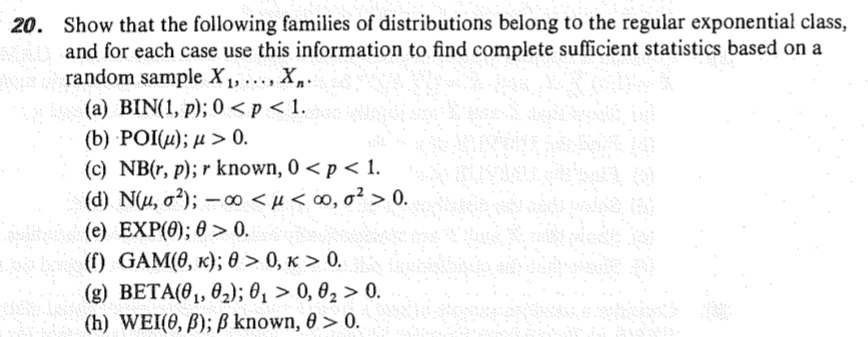 Solved 20. Show that the following families of distributions | Chegg.com