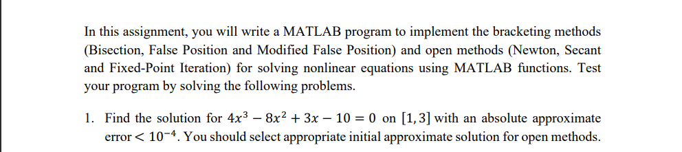 In this assignment, you will write a MATLAB program | Chegg.com In this assignment, you will write a MATLAB program | Chegg.com