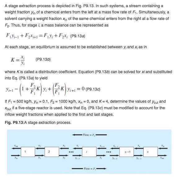 Solved A stage extraction process is depicted in Fig. P9.13. | Chegg.com