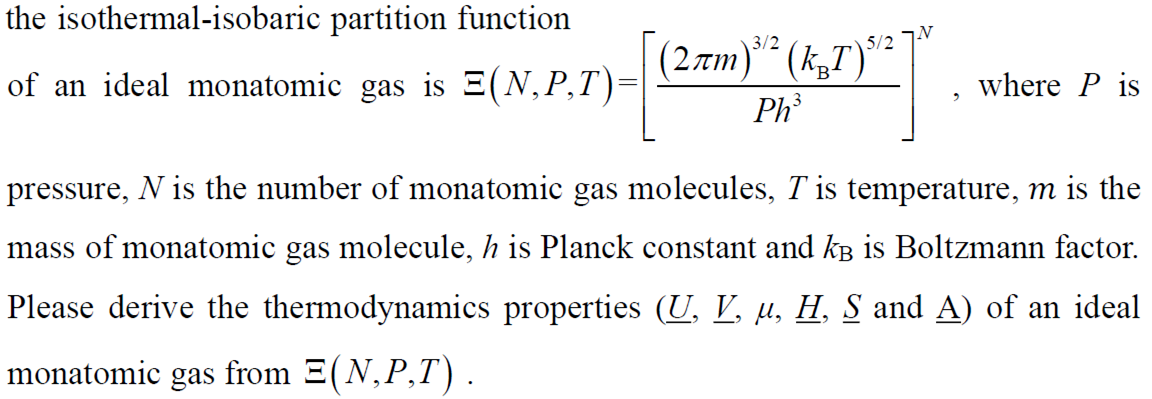 Solved the isothermal-isobaric partition function of an | Chegg.com
