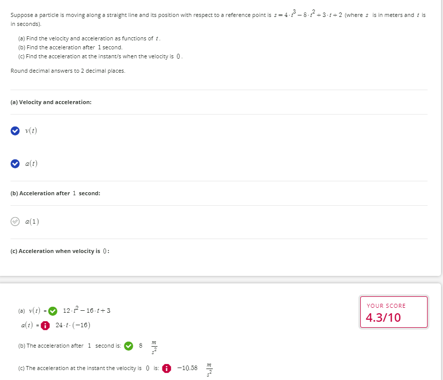 Solved Suppose a particle is moving along a straight line | Chegg.com
