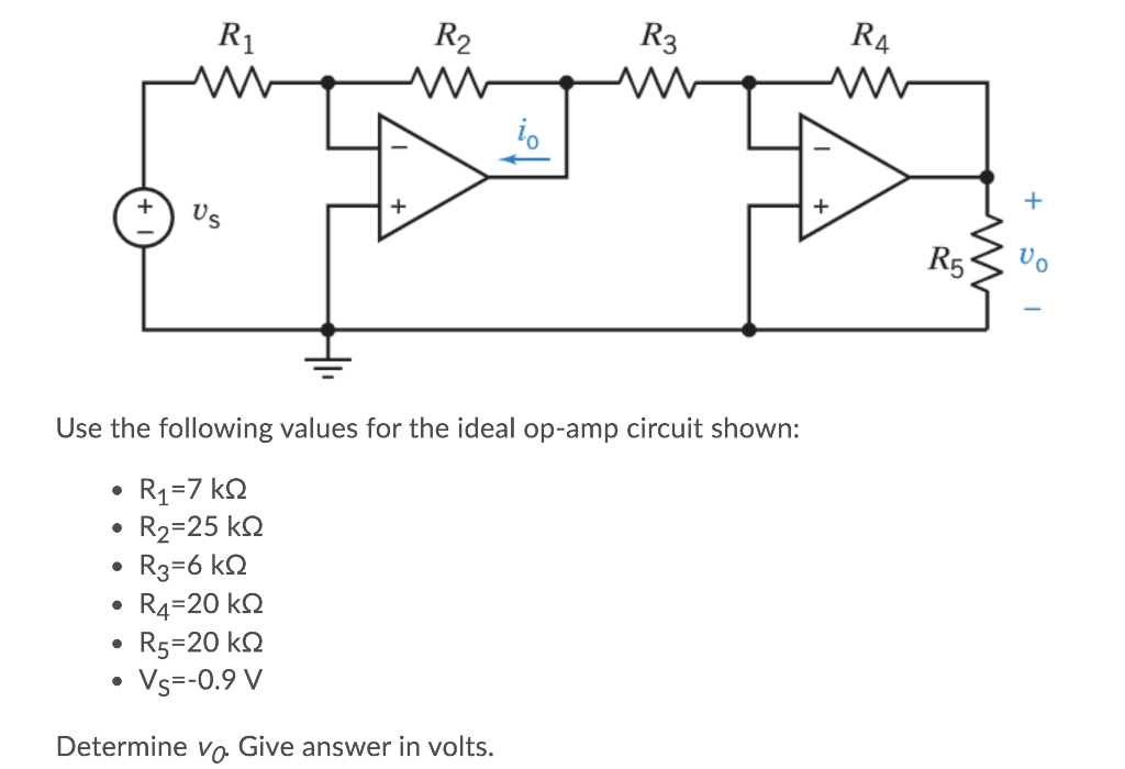Solved R2 R3 R4 R1 w w io + Us R5 Uo Use the following | Chegg.com