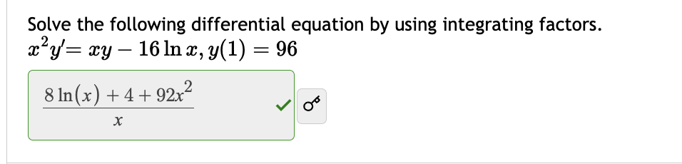 Solved Solve the following differential equation by using | Chegg.com