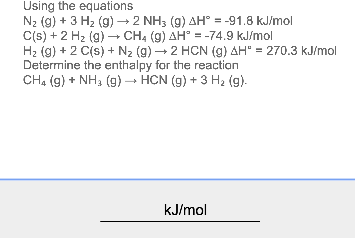 Using the equations N2 (g) + 3 H2 (g) → 2 NH3 (g) AH° | Chegg.com
