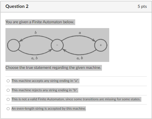 Solved Question 2\\nYou are given a Finite Automaton | Chegg.com