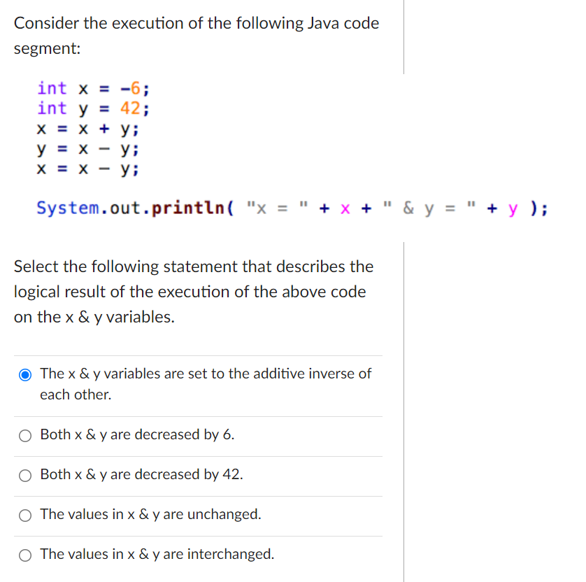 Solved Consider the execution of the following Java code | Chegg.com