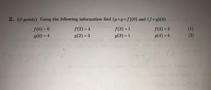 Solved Using the following information find (g | Chegg.com