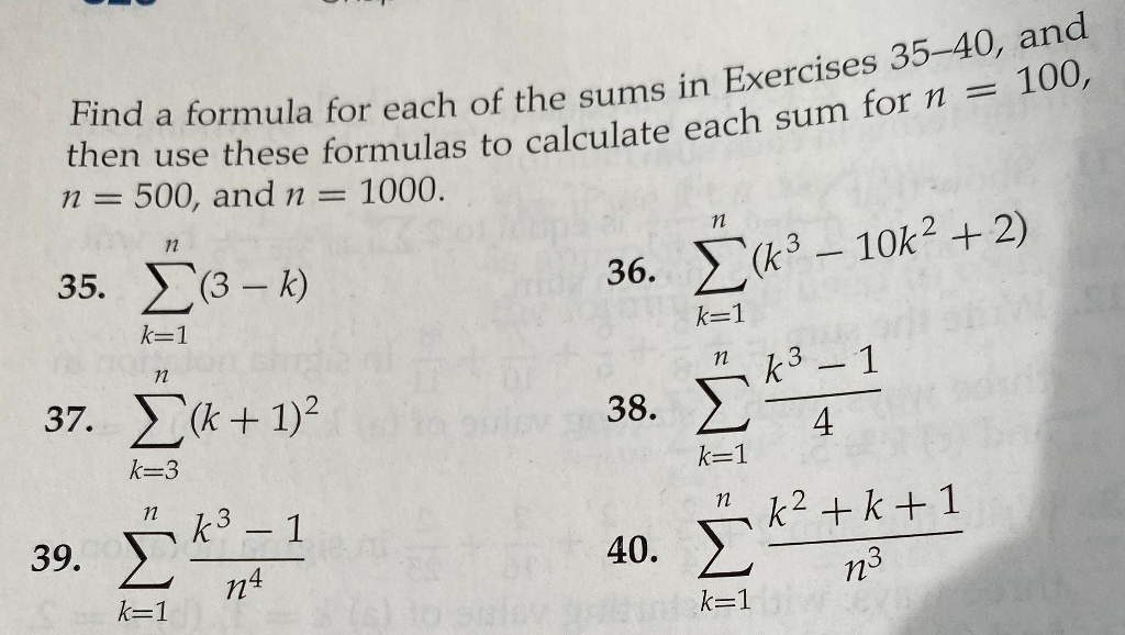 Solved Find a formula for each of the sums in Exercises | Chegg.com