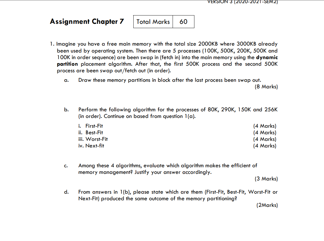 Solved VERSION 3 (2020-2021-SEMZ) Assignment Chapter 7 Total | Chegg.com