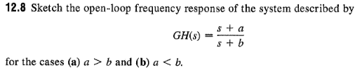 Solved 12.8 Sketch the open-loop frequency response of the | Chegg.com