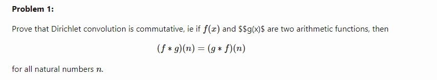 Solved Prove that Dirichlet convolution is commutative, ie | Chegg.com