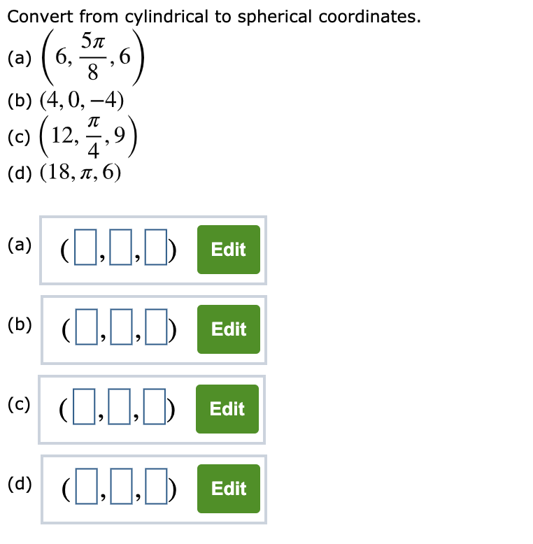 Solved 51 Convert from cylindrical to spherical coordinates. | Chegg.com