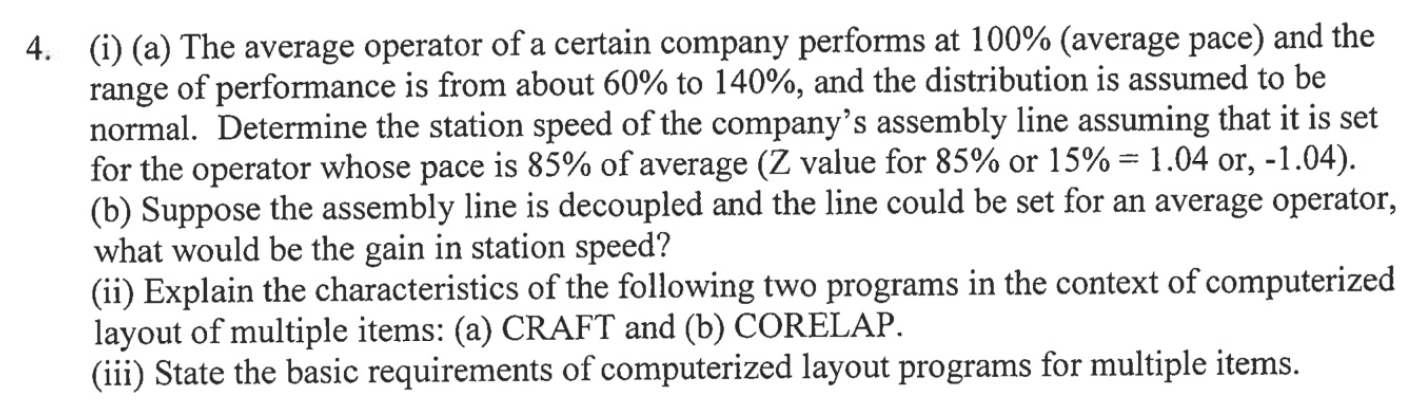 Solved (i) (a) ﻿The average operator of a certain company | Chegg.com