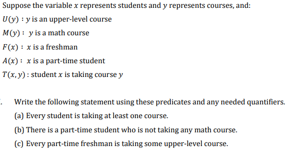Solved Suppose the variable x represents students and y | Chegg.com