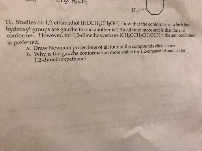 Solved H3Cu 11. Studies on 1,2-ethanediol (HOCH2CH2OH) show | Chegg.com